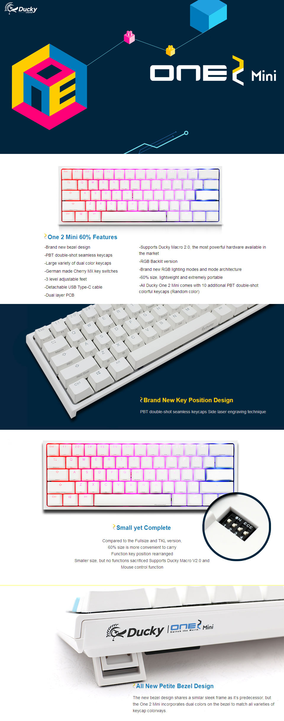 Buy Ducky One 2 Mini White RGB Mechanical Keyboard Cherry Blue ...