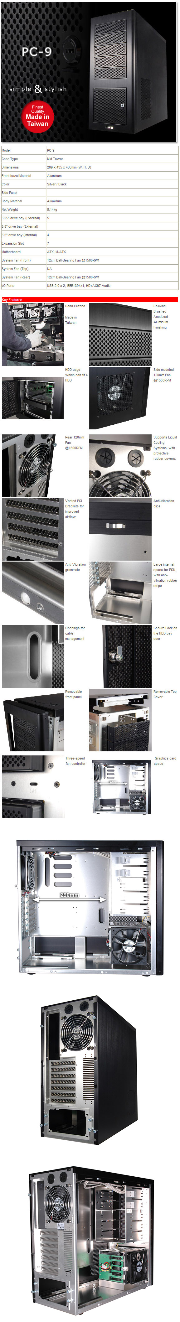 Buy Lian Li PC-9B Black [LL-PC-9B] | PC Case Gear Australia