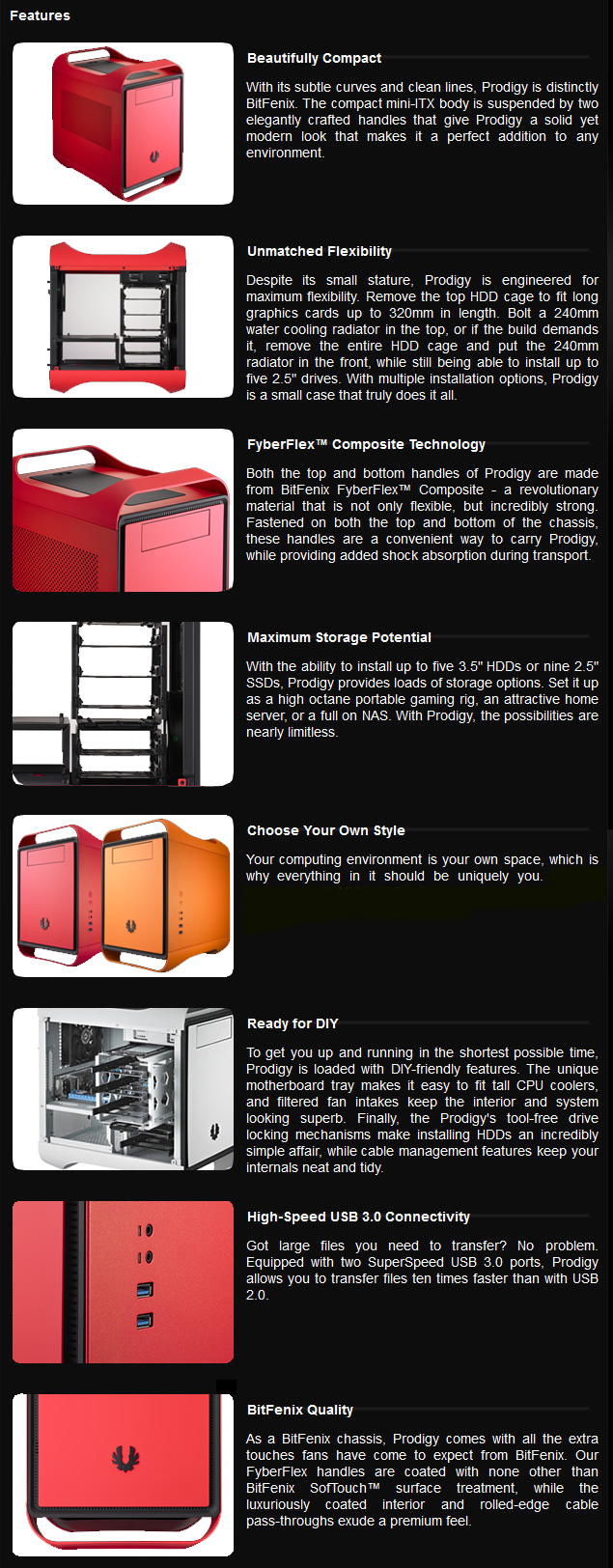 Buy BitFenix Prodigy Mini-ITX Case Red [BFC-PRO-300-RRXKR-RP] | PC Case ...