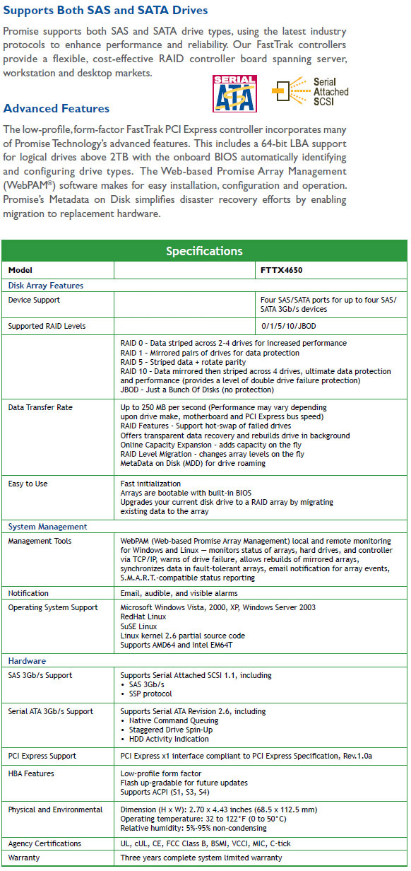 Buy Promise FastTrak TX4650 Controller [F29F46500000000] | PC Case Gear Australia