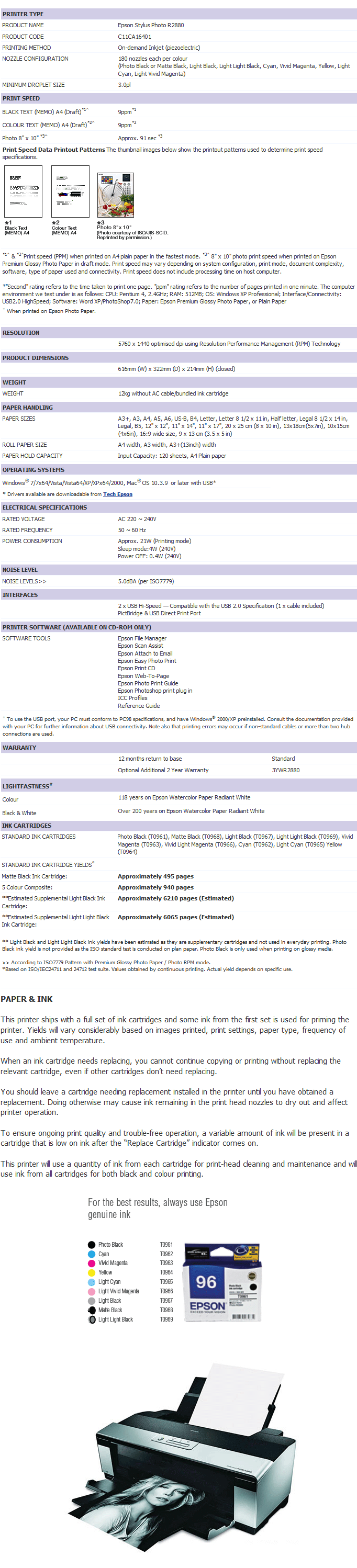 Buy Epson Stylus Photo R2880 Printer [R2880(CA16401)] | PC Case Gear ...