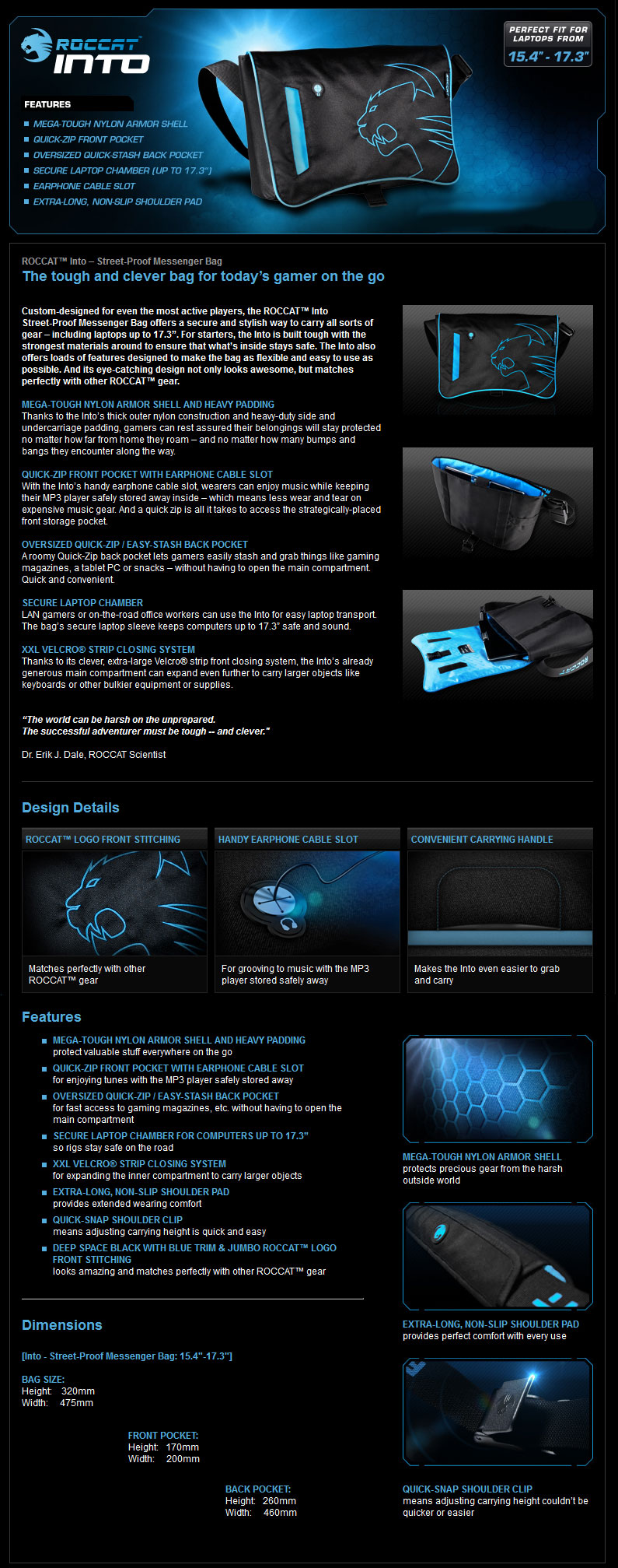 Buy ROCCAT Into Laptop Messenger Bag [ROC-15-800-AS] | PC Case Gear ...