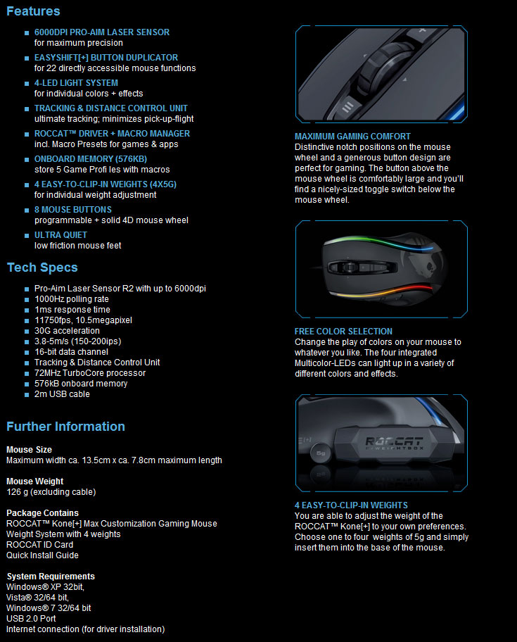 Buy Roccat Kone [+] Gaming Mouse [ROC-11-801-AS] | PC Case Gear Australia