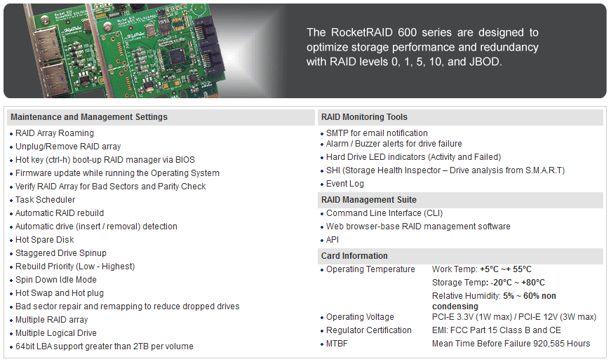 Buy HighPoint RocketRAID 640 4-port 6Gb/s RAID controller [RR640] | PC Case Gear Australia