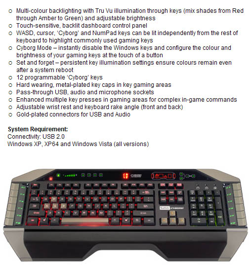 Buy Saitek Cyborg Keyboard [131-01-07403] | PC Case Gear Australia