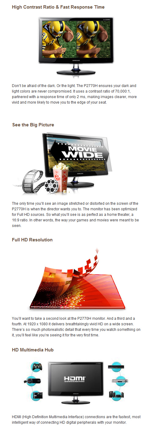 Buy Samsung P2770H 27 Inch Widescreen LCD [P2770H] | PC Case Gear Australia