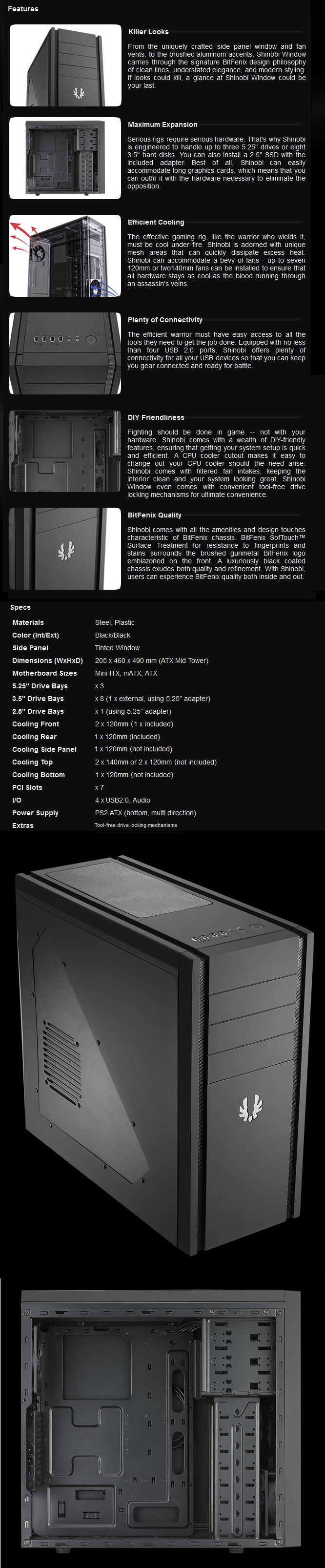 Buy BitFenix Shinobi Black Case with Window [SHINOBI-BK-W] | PC Case ...