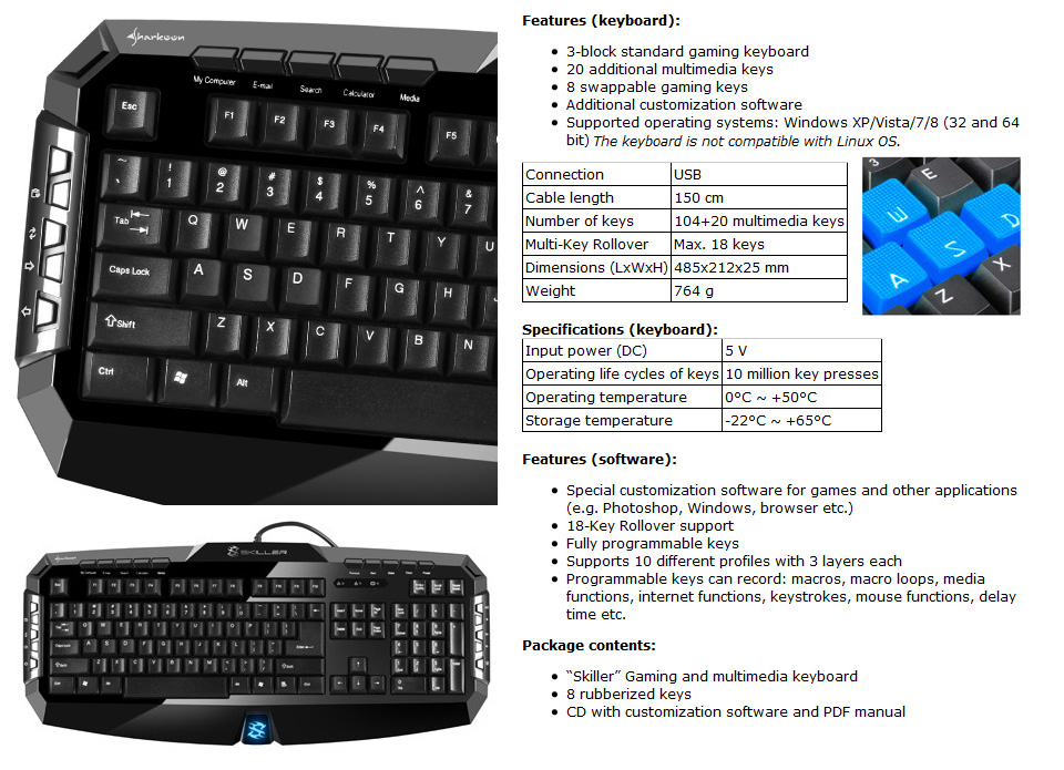 Buy Sharkoon Skiller Gaming Keyboard [SKILLER] | PC Case Gear Australia