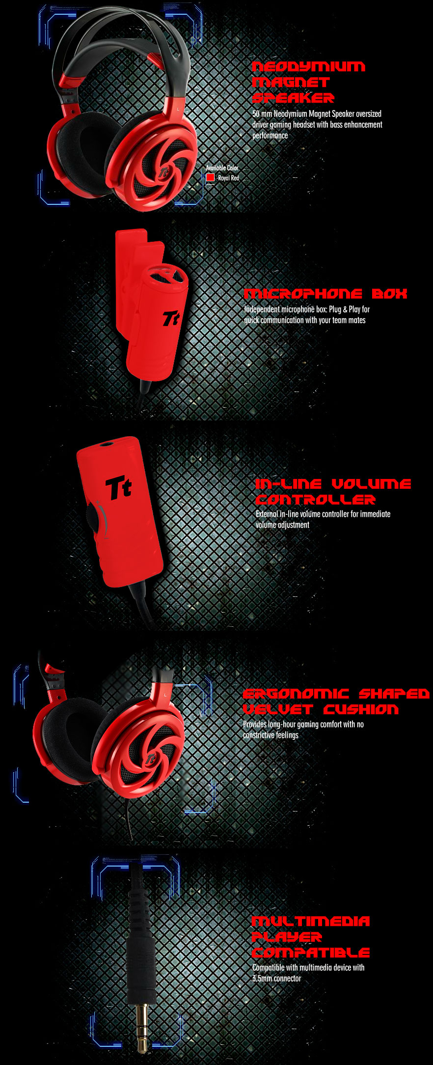 Buy Tt eSPORTS Royal Red Shock Spin Headset [TT-HT-SKS004ECRE] | PC ...