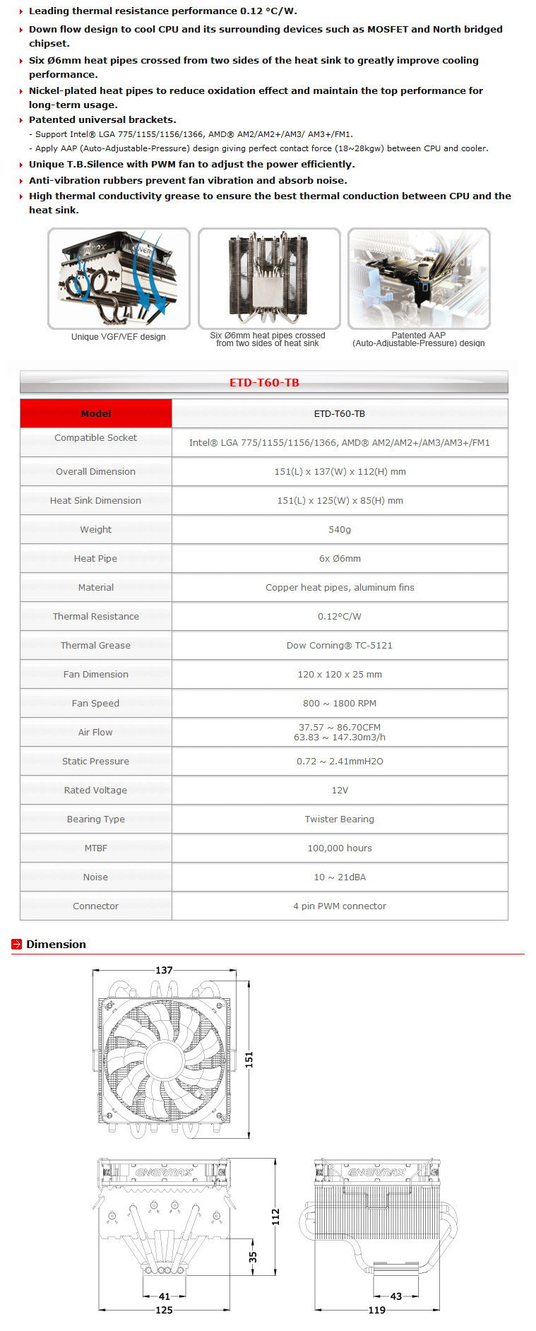 Buy Enermax ETD-T60-TB CPU Cooler [EN-ETD-T60-TB] | PC Case Gear Australia