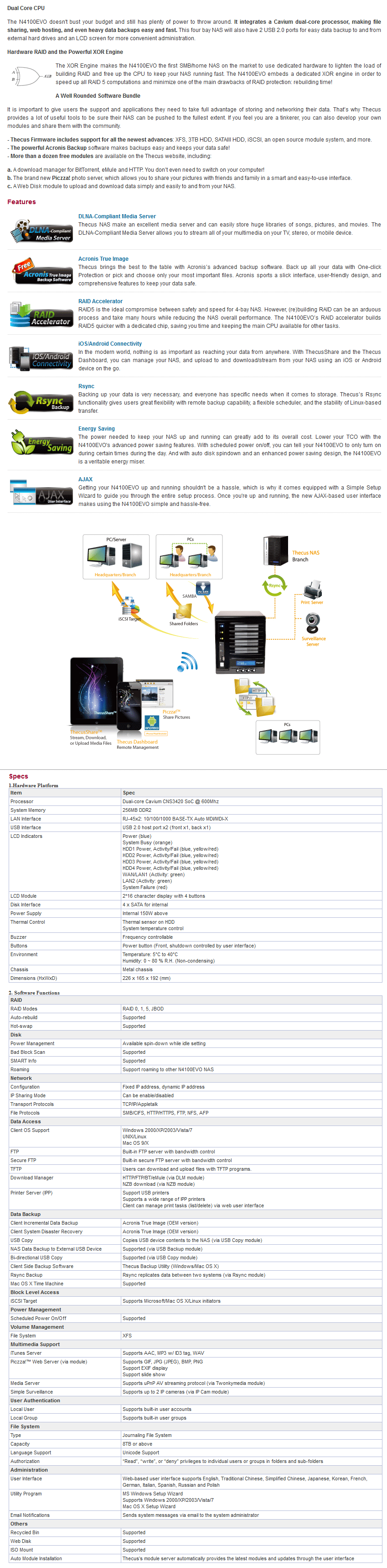 Buy Thecus N4100 EVO 4 Bay NAS Enclosure [N4100-EVO] | PC Case Gear ...
