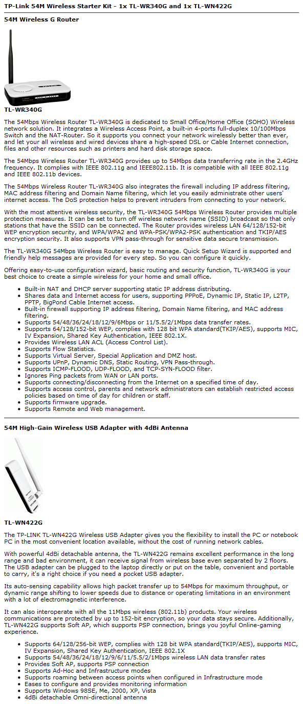 Buy TP-Link 54M Wireless Starter Kit [TL-P-WGSTARTER] | PC Case Gear ...