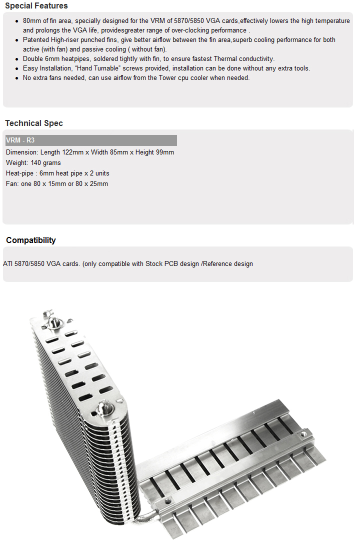Buy Thermalright VRM R3 Heatsink for ATI 5870/5850 [VRM-R3] | PC Case ...