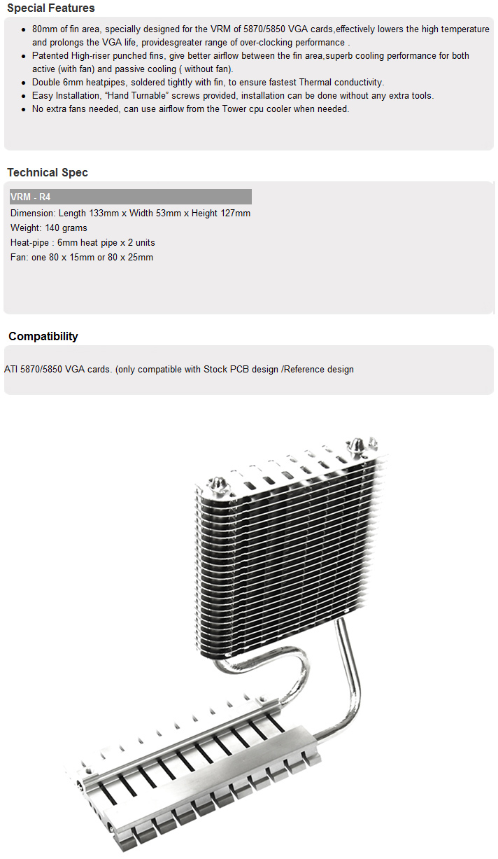 Buy Thermalright VRM R4 Heatsink for ATI 5870/5850 [VRM-R4] | PC Case ...