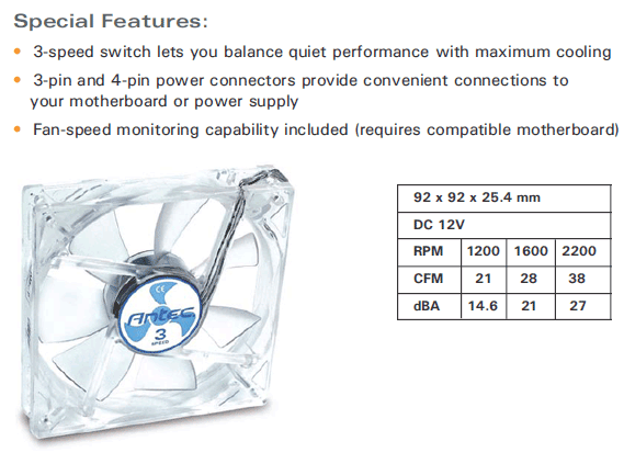 Buy Antec TriCool Fan 92 [TRICOOL92] | PC Case Gear Australia