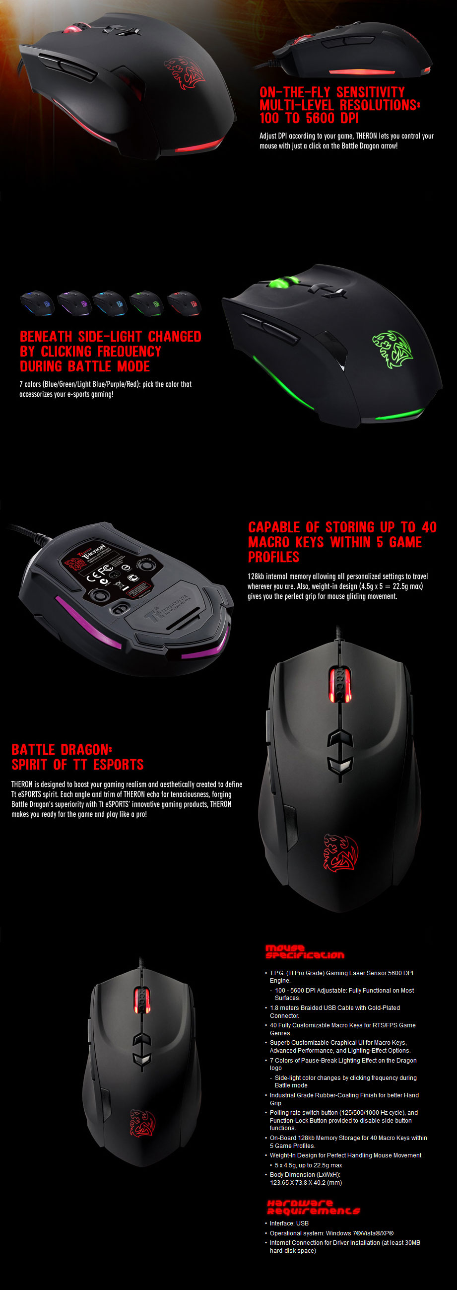 Buy Tt eSPORTS Black Theron 5600 DPI Colourshift Gaming Mouse [TT-MO ...