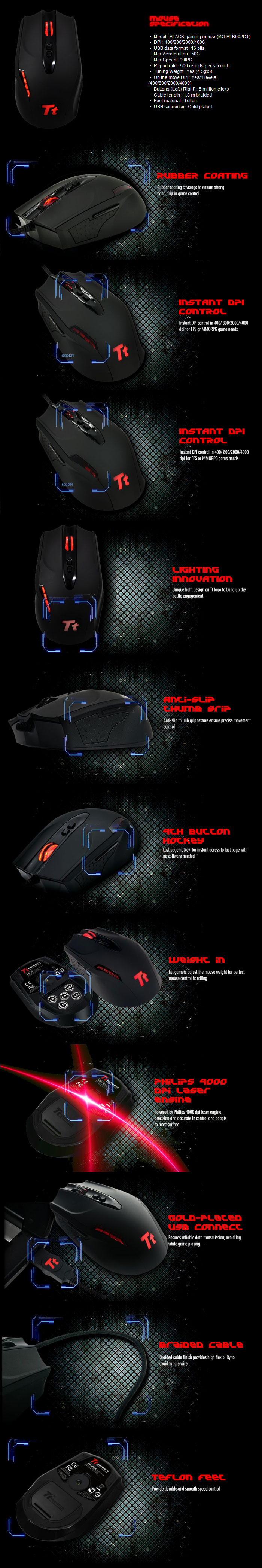 Buy Tt eSPORTS Black 4000 DPI Gaming Mouse [TT-MO-BLK002DT] | PC Case ...