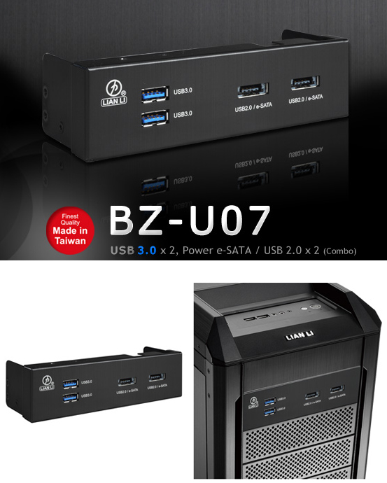 Buy Lian Li BZ-U07 USB3.0/e-SATA Front Panel [LL-BZ-U07] | PC Case Gear ...