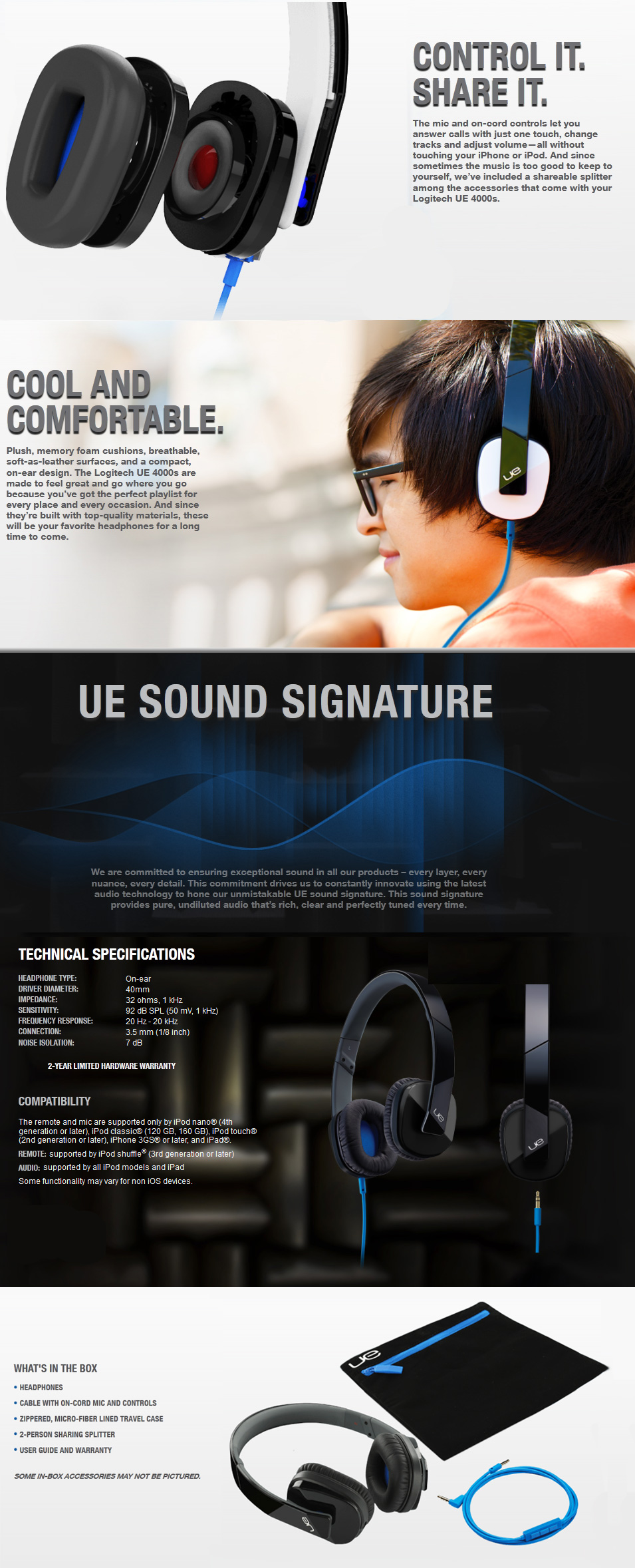 Buy Logitech Black UE4000 Headphones [LT-982-000034] | PC Case Gear ...