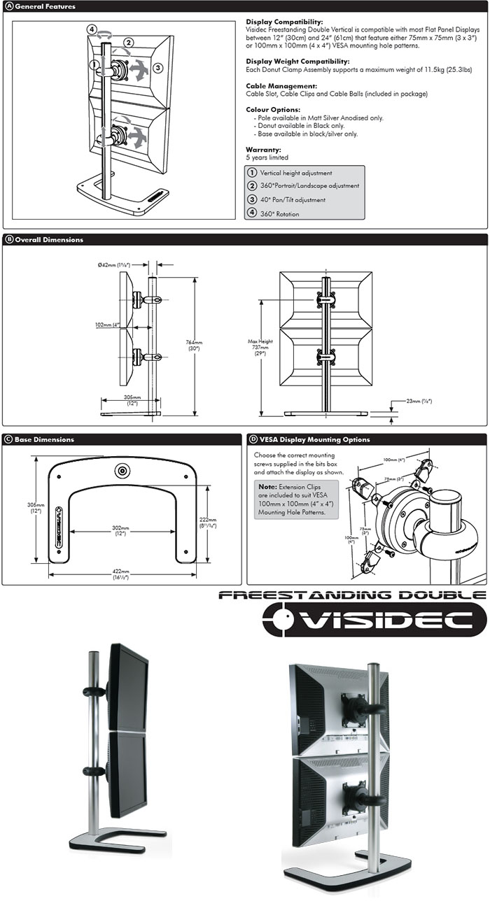 Buy Visidec Freestanding Double Vertical LCD [zzzz13VIS-FS-DV] | PC ...