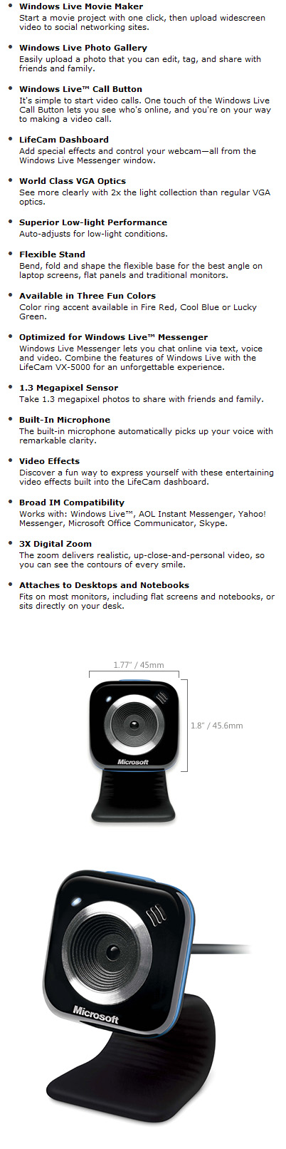 Buy Microsoft LifeCam VX-5000 [RKA-00004(LCAMVX-5K)] | PC Case Gear ...