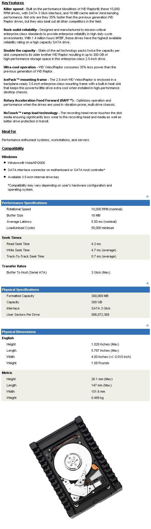 Buy Western Digital VelociRaptor 300GB WD3000HLFS [WD3000HLFS] | PC ...