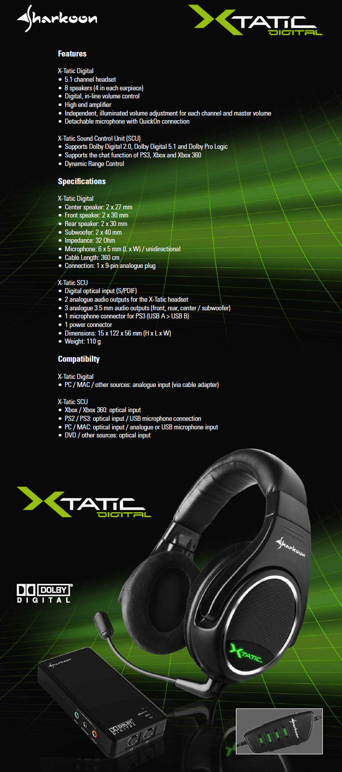Buy Sharkoon X-Tatic Digital 5.1 Surround Headset [SHK-Tatic-Digital ...