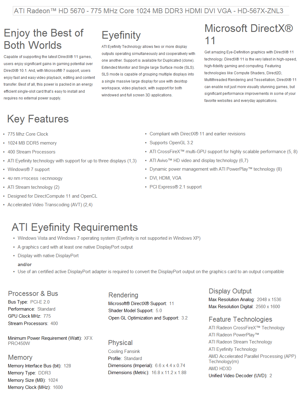 Buy XFX Radeon HD5670 1GB [XFX-5670-1GBD3-V2] | PC Case Gear Australia