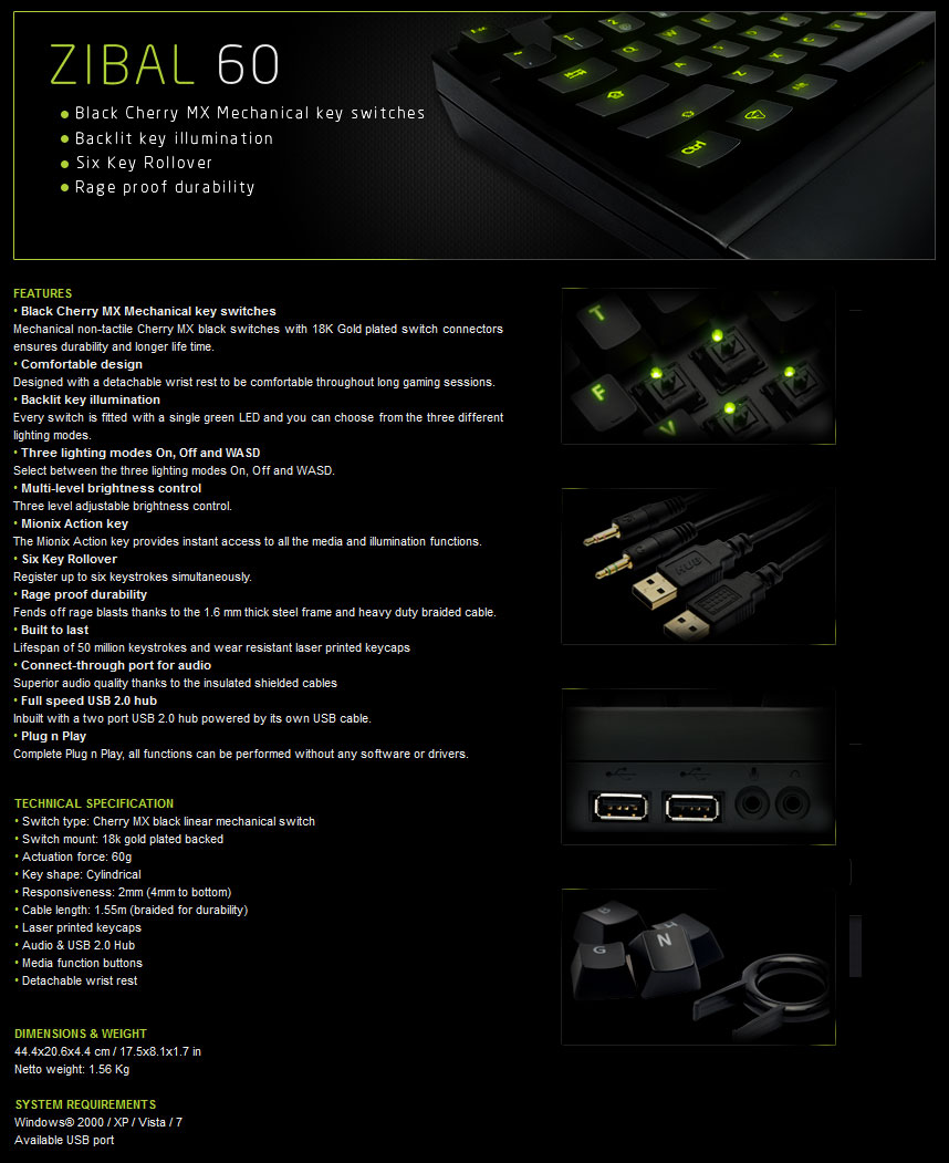 Buy Mionix Zibal 60 Mechanical Gaming Keyboard [MX-ZIBAL-60] | PC Case ...