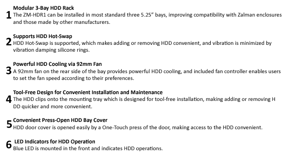 Buy Zalman Modular 3-Bay HDD Rack - Black [ZM-HDR1] | PC Case Gear ...