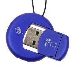 Buy MicroSD/TransFlash TF USB 2.0 Card Reader/Writer Keychain Blue ...