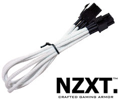 Buy NZXT 6pin Individually Sleeved White 250mm PCIe Extension Cable ...