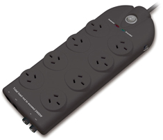 Buy Upsonic 8-Way Black Powerboard with Surge Guard [PBSG8-BK] | PC ...