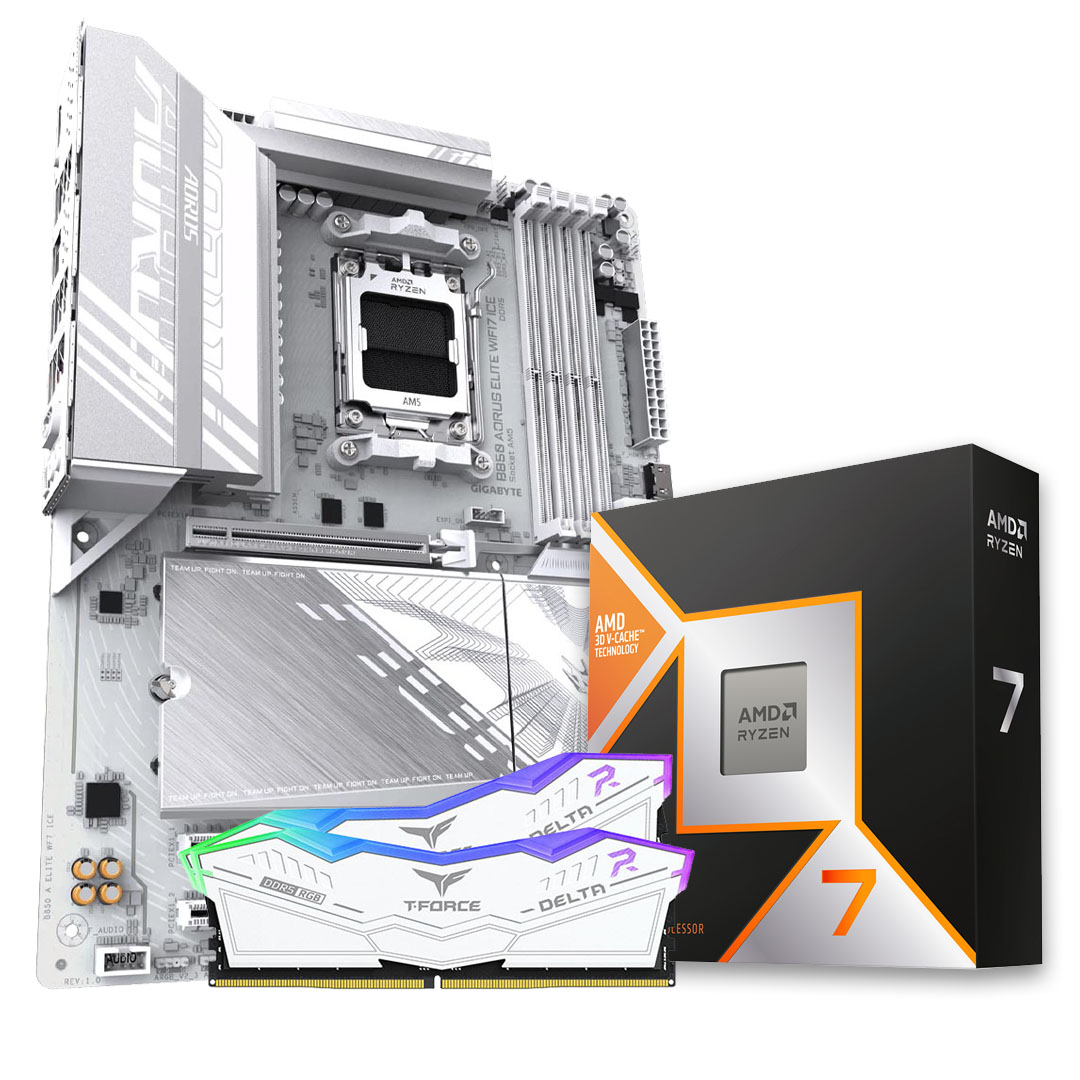 Gigabyte Aorus Ice 9800X3D 32GB Starter Bundle | PC Case Gear