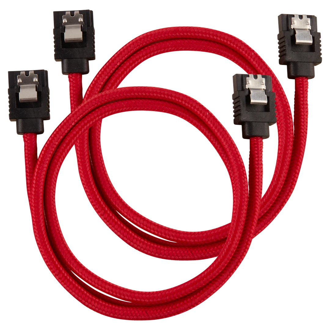 Buy Corsair Premium Sleeved SATA Cable 60cm Red 2-Pack [CC-8900254 ...