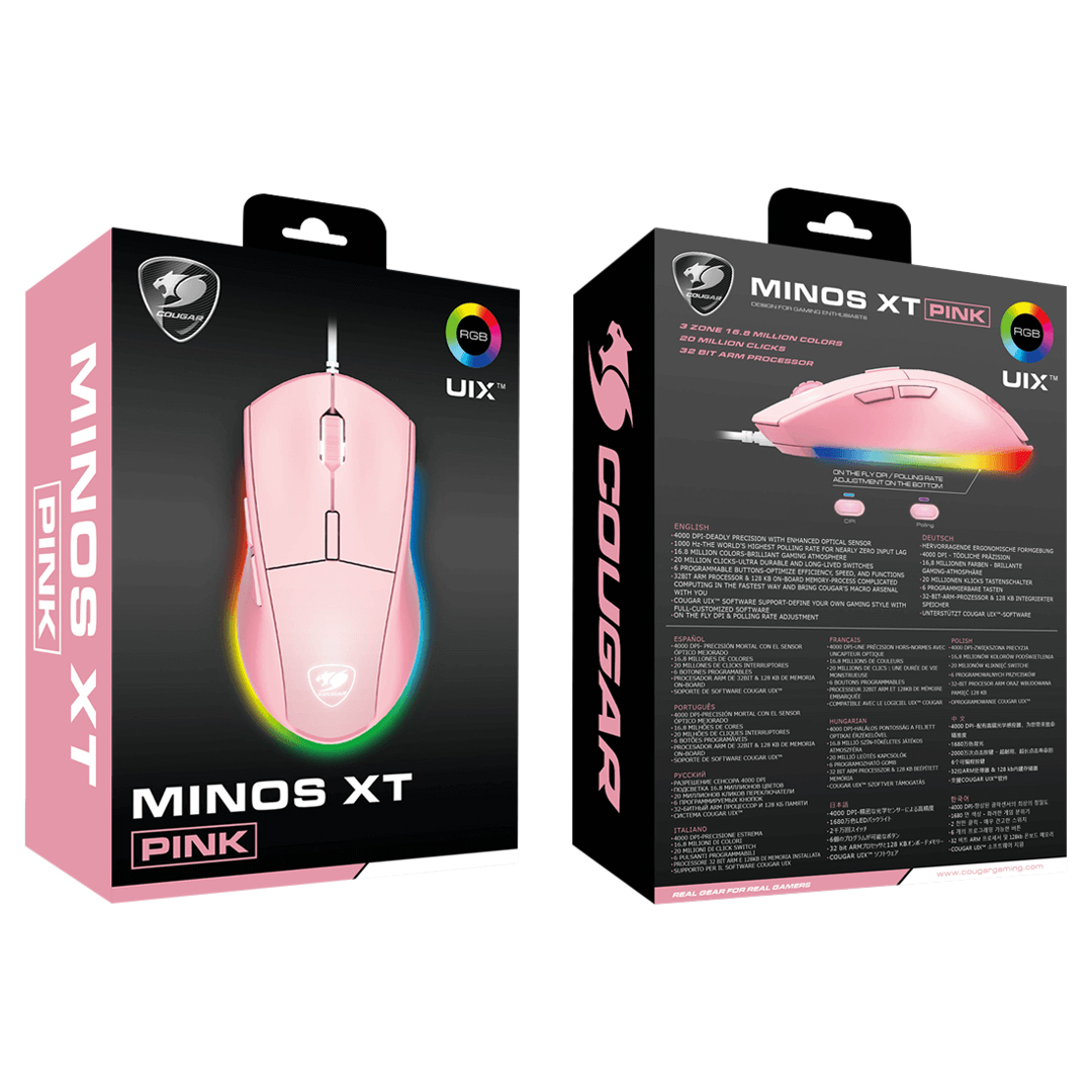 Buy Cougar Minos XT RGB Gaming Mouse Pink [CGR-MINOS-XT-PINK] | PC Case ...