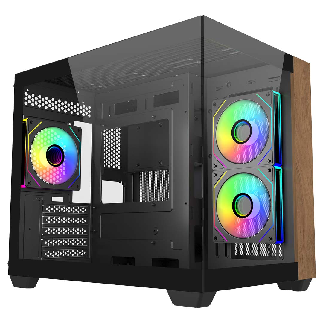 Buy Cooler Master Elite 481 Wood Dual Chamber Case Black [E481-KHNN-S00] | PC Case Gear Australia