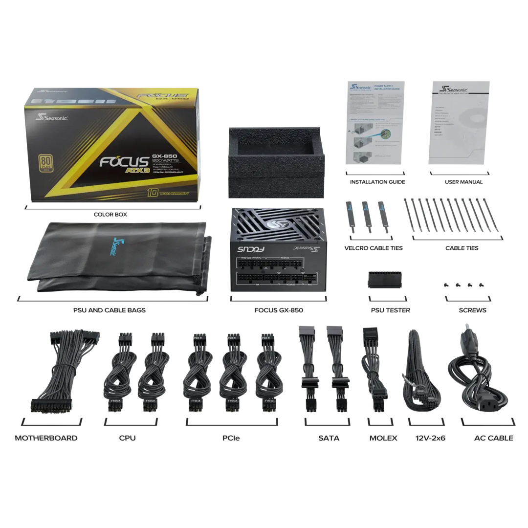 Buy Seasonic Focus GX-850 V4 ATX 3.1 Gold 850W Power Supply Black [FOCUS-GX-BLACK-850V4] | PC ...