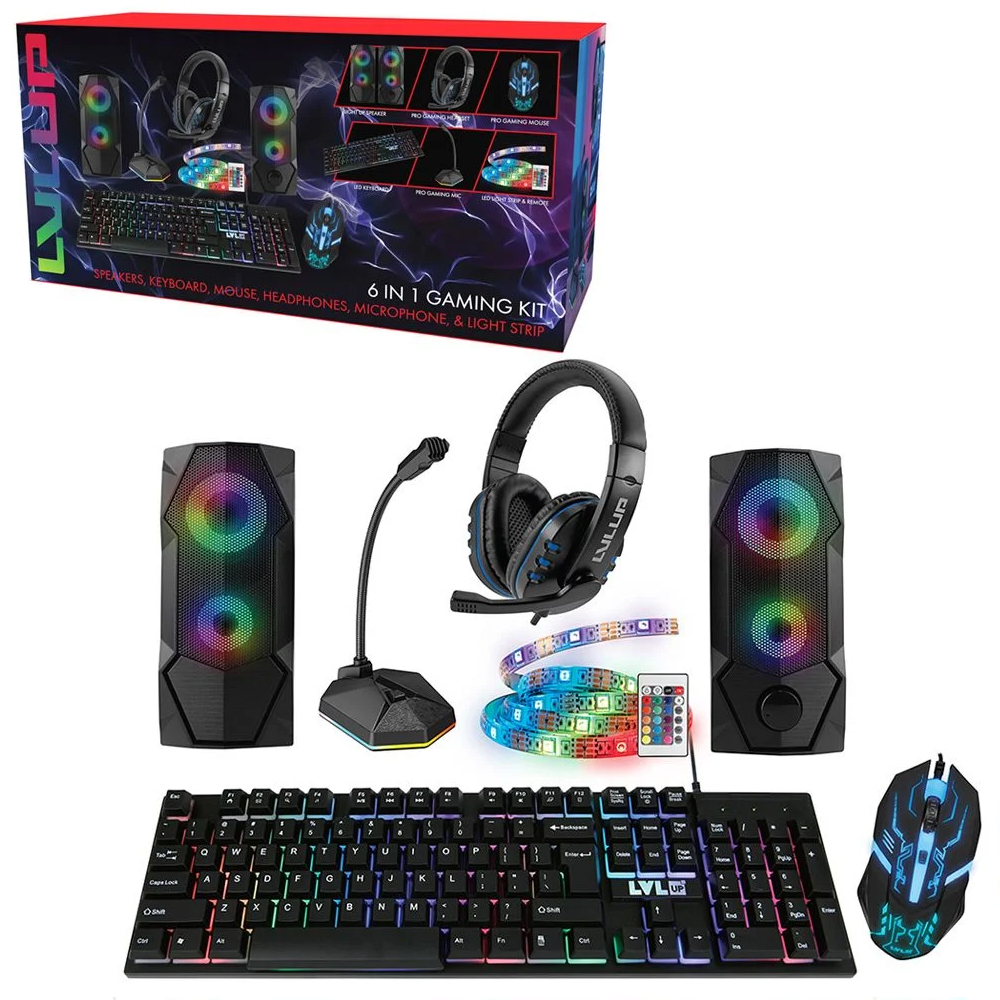 Buy LVLUP 6 in 1 RGB Gaming Bundle [LU802-BLK] | PC Case Gear Australia