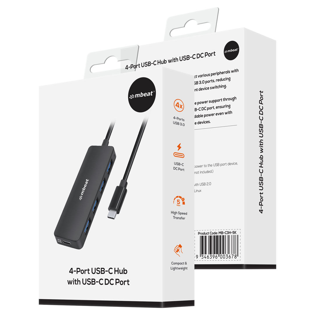 Buy Mbeat 4-Port USB-C Hub with USB-C DC Port [MB-C3H-5K] | PC Case ...