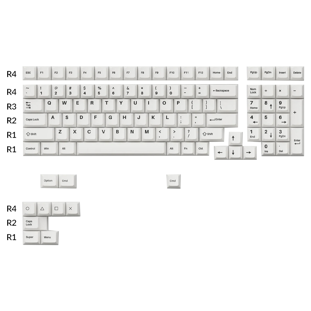 Buy Keychron Cherry Profile Double-Shot PBT Keycaps Black on White [PBT ...