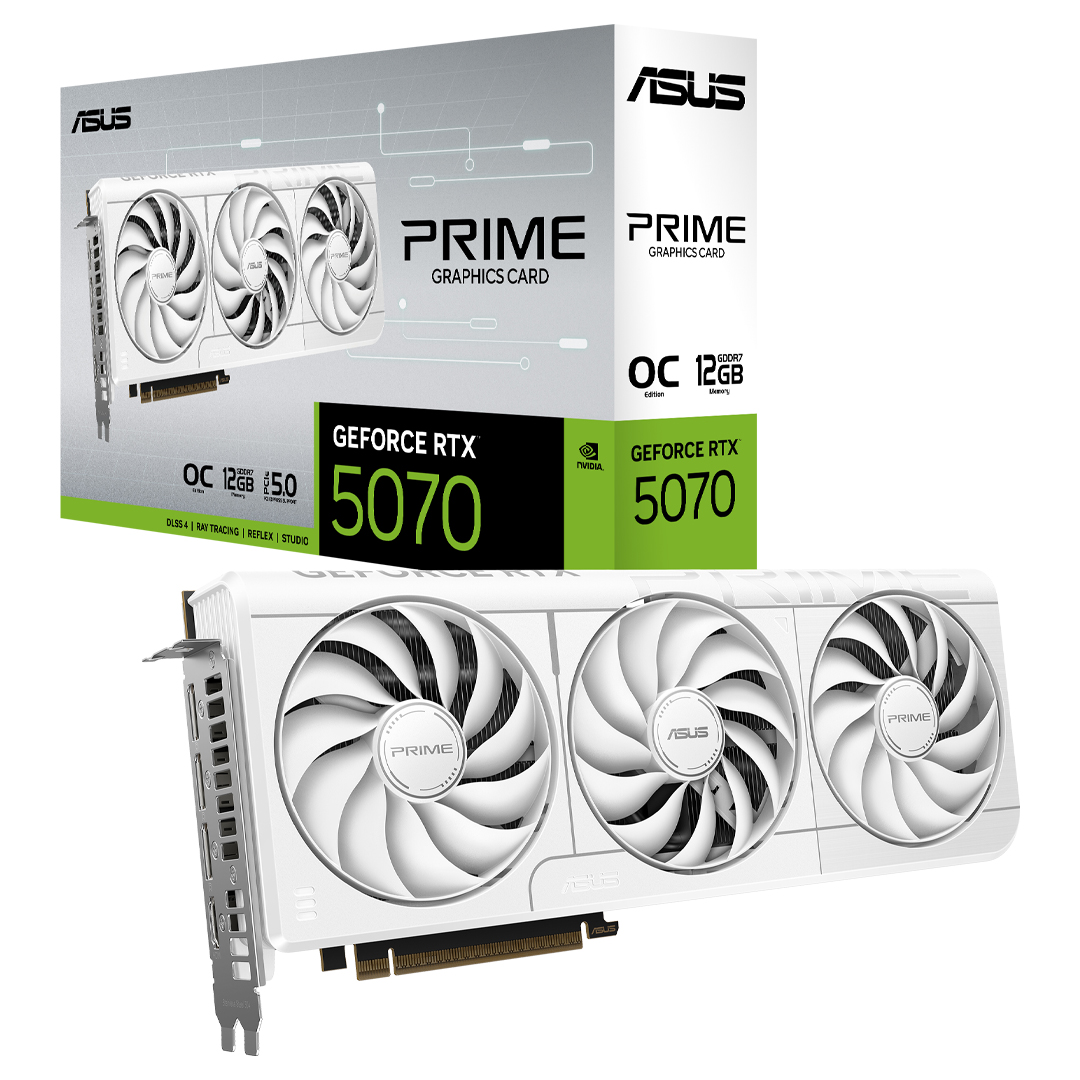 Buy ASUS GeForce RTX 5070 Prime OC GDDR7 12GB White [PRIME-RTX5070-O12G-WHITE] | PC Case Gear ...
