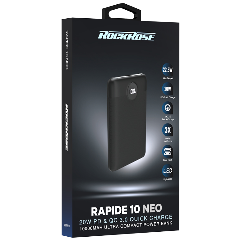 Buy RockRose Rapide 10 Neo 10000 mAh 22.5W PD QC 3.0 Power Bank [RRPB19 ...