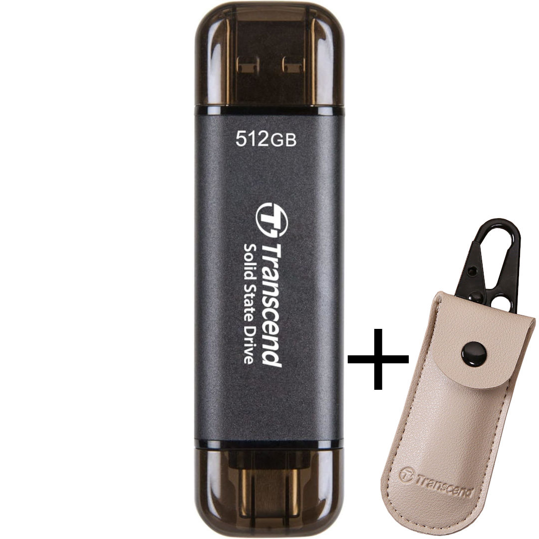 Transcend ESD310 Portable SSD 512GB Black with Carry Pouch | PC Case Gear